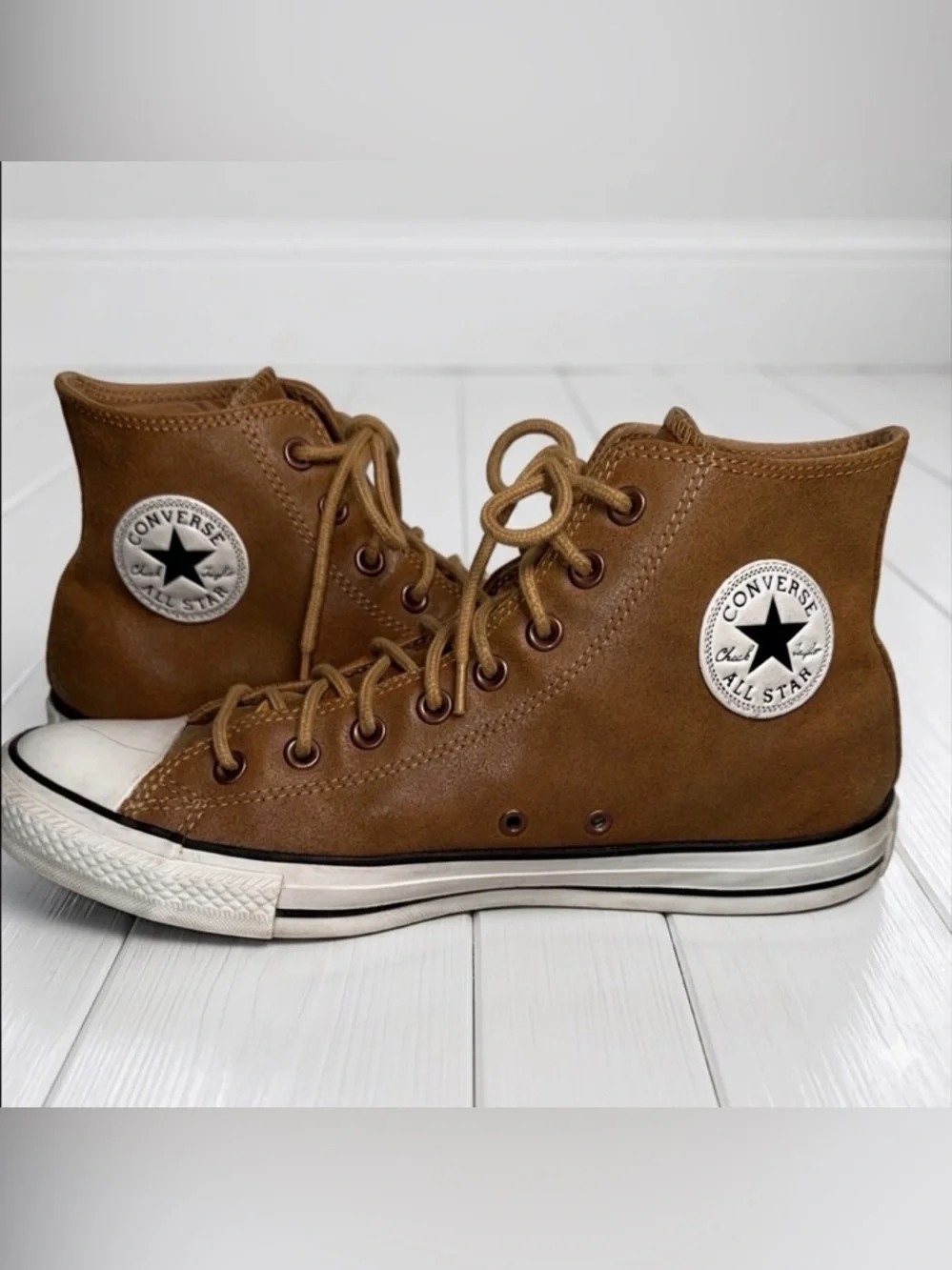 Converse | Shoes | Converse Chuck Taylor All Star Brown Leather High ...